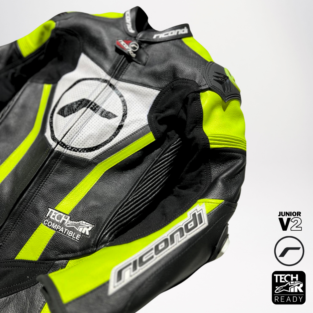 RICONDI JUNIOR RACING SERIES V2 SUIT BLACK FLURO YELLOW WHITE