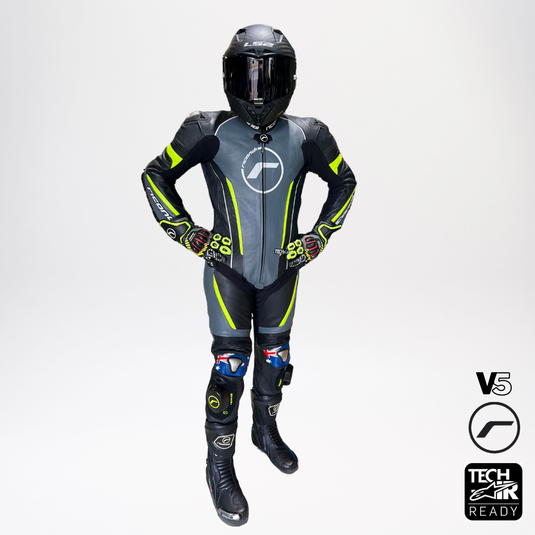 RICONDI RACING SERIES V5 SUIT BLACK GREY FLURO YELLOW