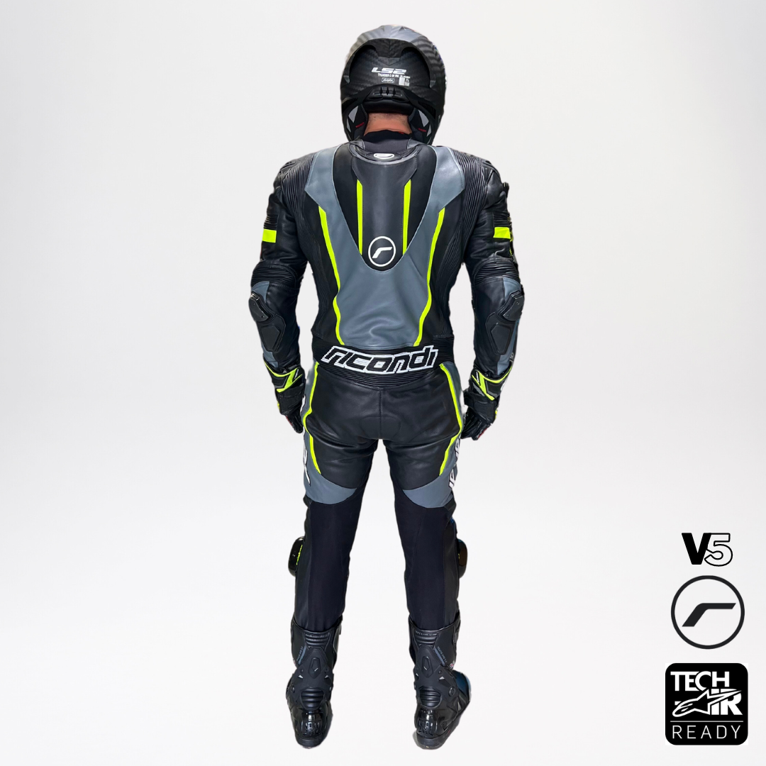 RICONDI RACING SERIES V5 SUIT BLACK GREY FLURO YELLOW