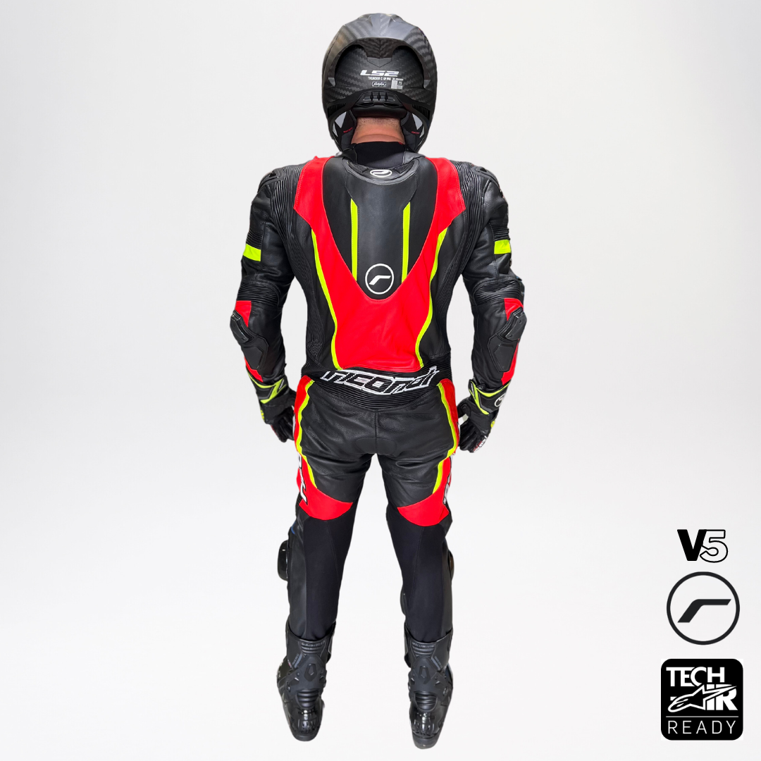 RICONDI RACING SERIES V5 SUIT BLACK RED FLURO YELLOW