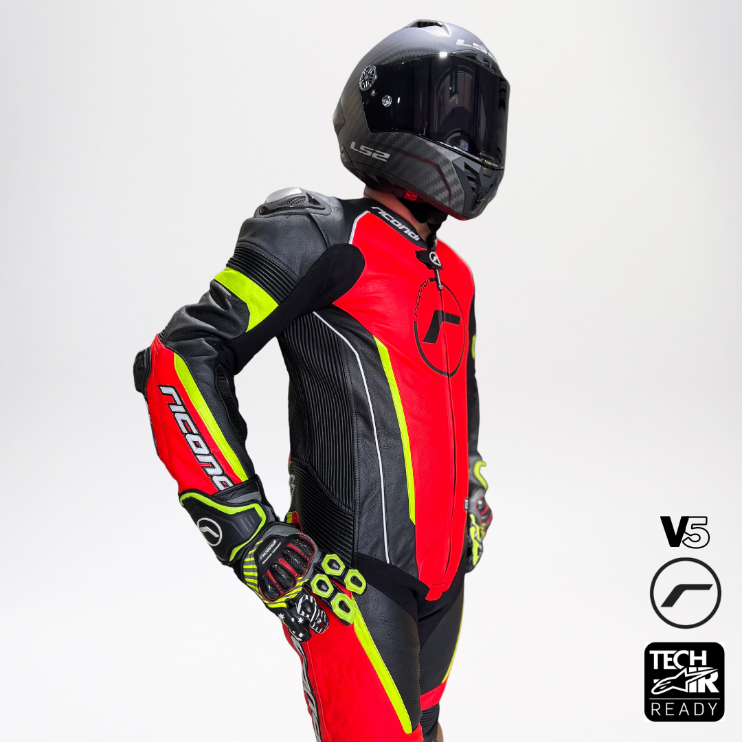 RICONDI RACING SERIES V5 SUIT BLACK RED FLURO YELLOW