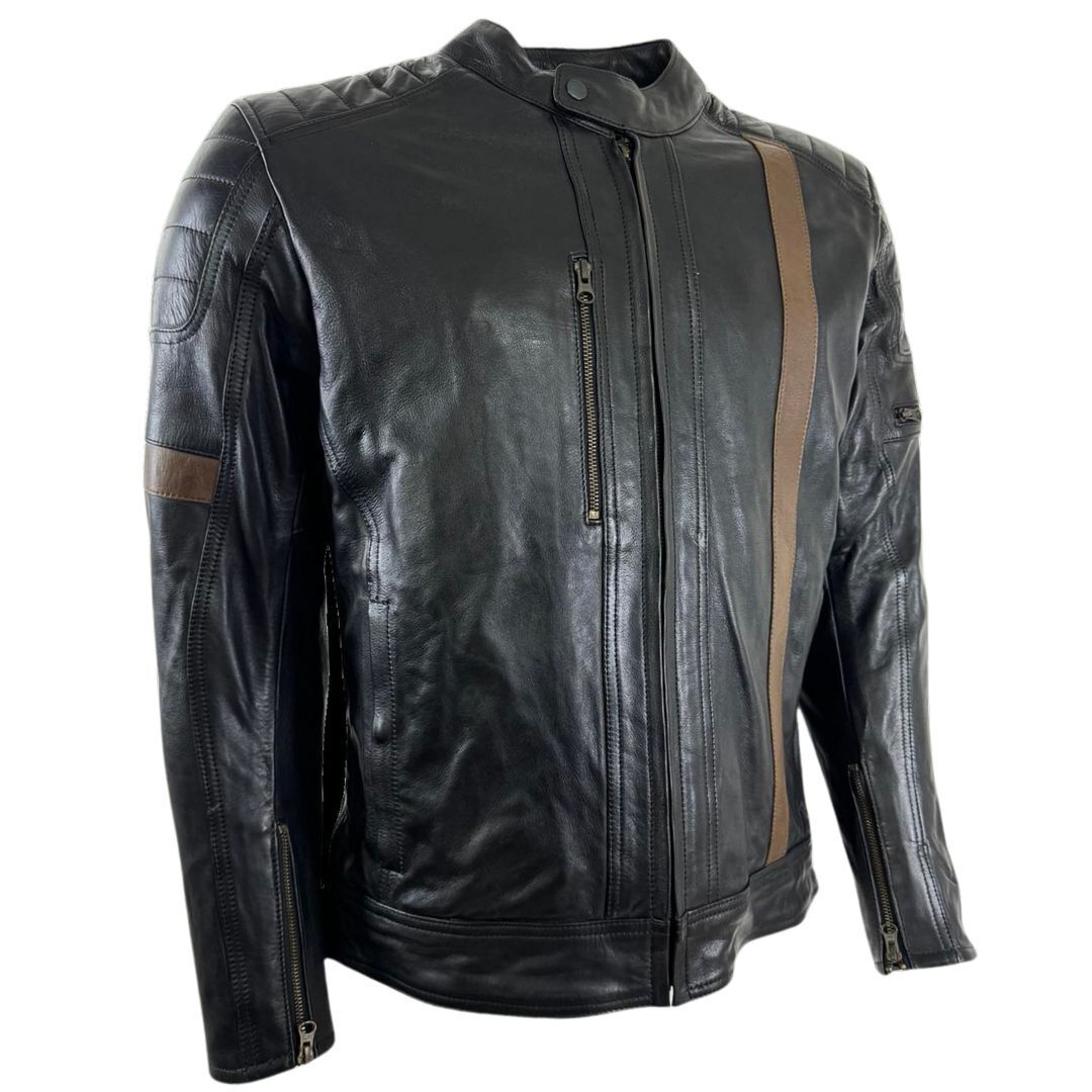 RICONDI ASCOT LEATHER BLACK JACKET